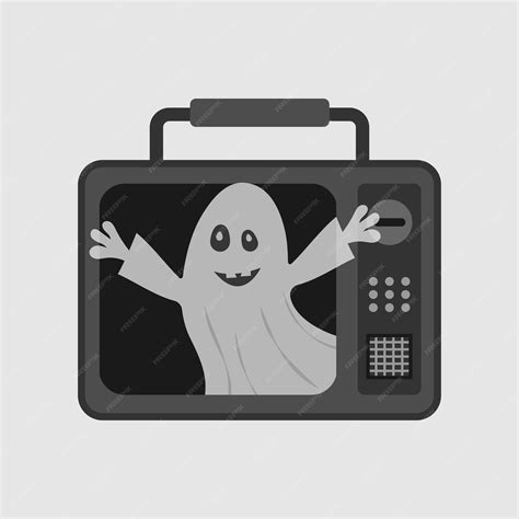 Premium Vector Ghoust Comes Out Of Televisor Scary Movie Concept For