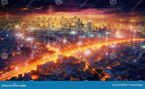 Wi Fi Waves Enveloping A Cityscape Highlighting The Pervasive Nature Of Wireless Connectivity