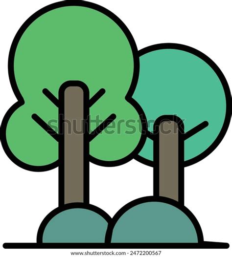 Two Trees Standing Next Each Other Stock Vector Royalty Free
