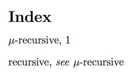 Makeindex Index With See Macro And Math Content Tex Latex Stack