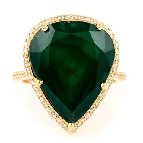 Δαχτυλίδι 14 καράτια Κίτρινο χρυσό 13 86ct Tw Σμαράγδι Διαμάντι Catawiki