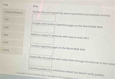 Solved Drag Drop Internet Protocol Verifies That Each Packet Has Been