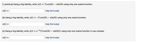 solved 1 point a using a trig identity write x t 5