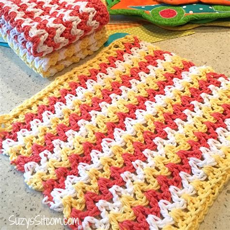 Easy Zigzag Hand Towel Crochet Pattern Suzys Artsy Craftsy Sitcom