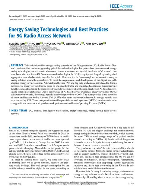 Energy Saving Technologies And Best Practices For 5g Radio Access Network Pdf Energy