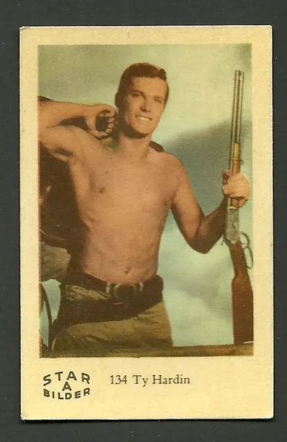 Ty Hardin Shirtless With Gun Vintage 1950s Movie Film Star Card From