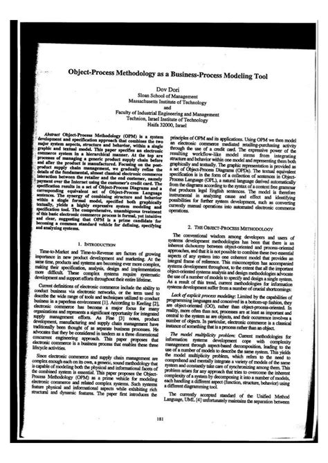 Pdf Object Process Methodology As A Business Process Modelling Tool