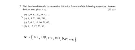 solved 7 find the closed formula or a recursive definition