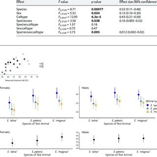 Main Effects Of Species Sex And Call Type Species Of Call Exemplar Download Scientific