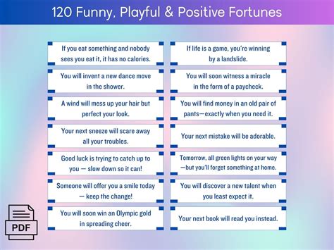 Funny Fortune Cookie Messages 120 Printable Fortunes Digital Download