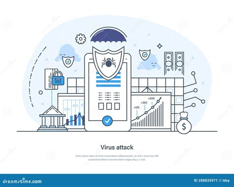 Virus Attack Industrial Cybersecurity Data Mining And Protection Stock Vector Illustration Of