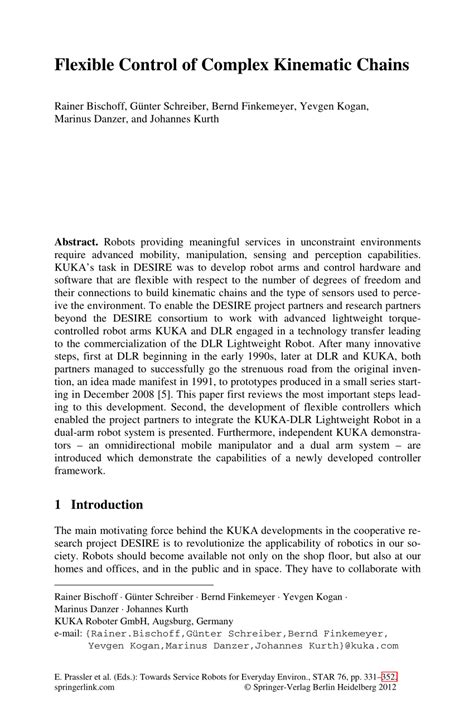 Pdf Flexible Control Of Complex Kinematic Chains