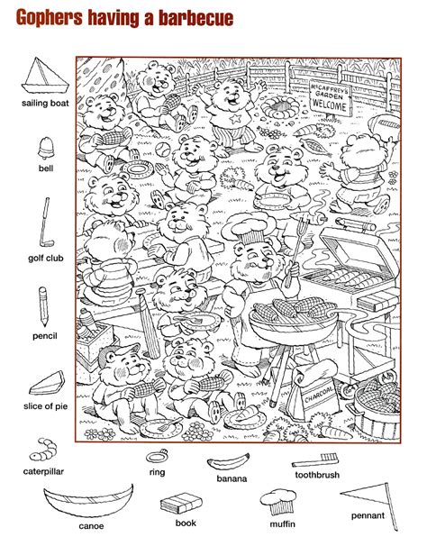 Головоломки найди на картинке спрятанные предметы с ответами