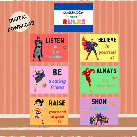 Classroom Rules Poster Classroom Decor Wall Art Classroom Bulletin