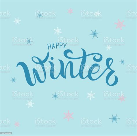 행복 한 겨울 텍스트 타이 포 그래피 포스터 전단지 배너 인사말 카드 또는 엽서의 벡터 그림 겨울에 대한 스톡 벡터 아트 및 기타 이미지 Istock