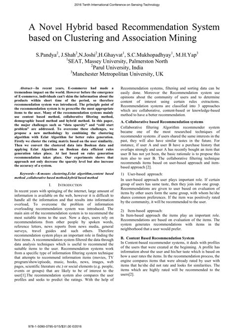 Pdf A Novel Hybrid Based Recommendation System Based On Clustering And Association Mining