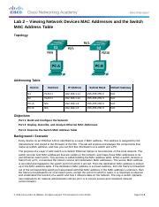 Lab Viewing Network Devices MAC Addresses And The Switch MAC Address Table Pdf Lab