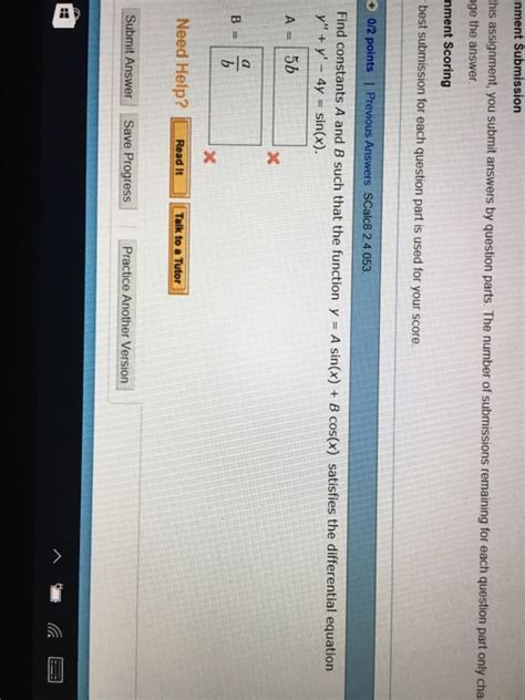 solved find constants a and b such that the function y a