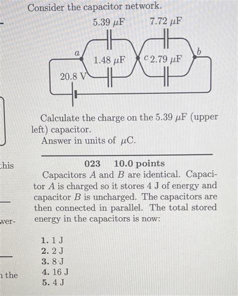 Solved Consider The Capacitor Network Calculate The Charge