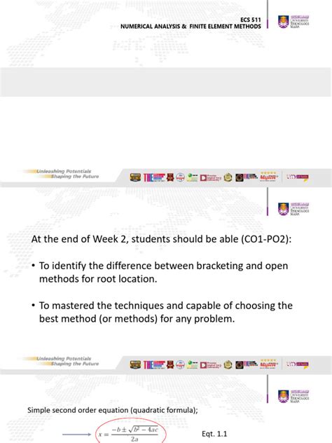 Ecs511 Week 2 Topic 2 Roots Of Equations Pdf Equations Computational Science