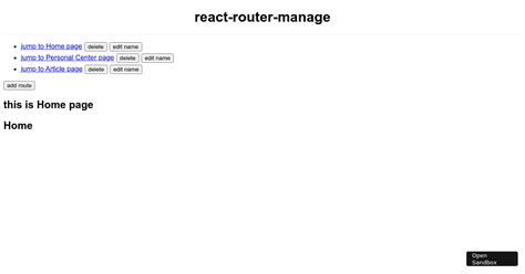 React Router Manage Examples Codesandbox