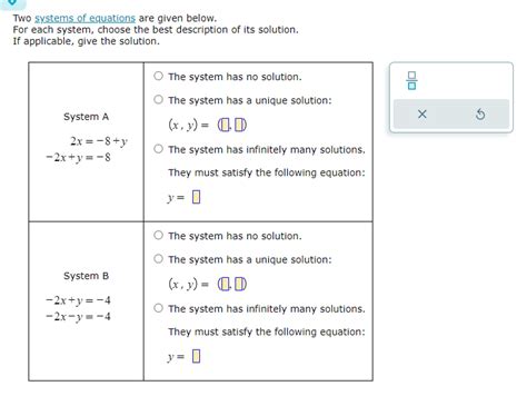 Solved Two Systems Of Equations Are Given Below For Each Chegg Com