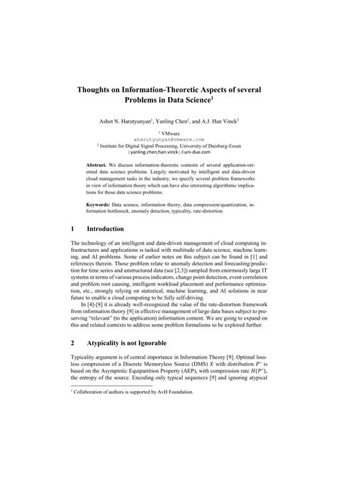 Pdf Thoughts On Information Theoretic Aspects Of Several Problems In Data Science