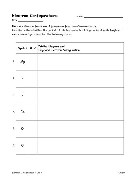 Fillable Online Electron Configurations Name Date Part A Orbital Fax Email Print Pdffiller