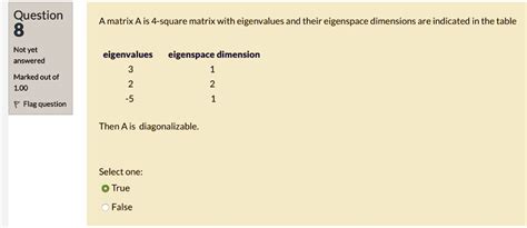 Solved Question 8 Not Yet Answered Amatrix A Is 4 Square Matrix With