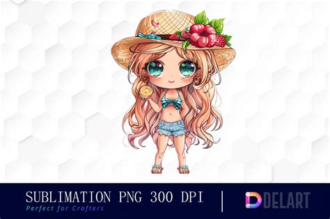 Watercolor Summer Chibi Clipart Kawaii Graphic By Delartcreation Creative Fabrica