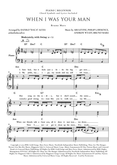 Bruno Mars When I Was Your Man Free Piano Sheet Music At Michelle Baldwin Blog