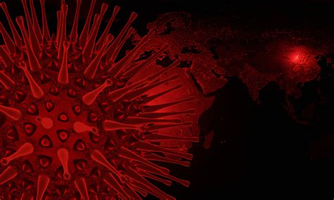 코비드19 바이러스 Ncov 개념 긴 안테나와 구형 모양의 추상 박테리아 또는 바이러스 세포 와한에서 코로나 바이러스 중국 위기 개념 전염병 또는 바이러스 감염 개념 3d