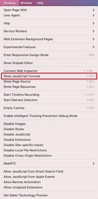 find your browser developer console essential support
