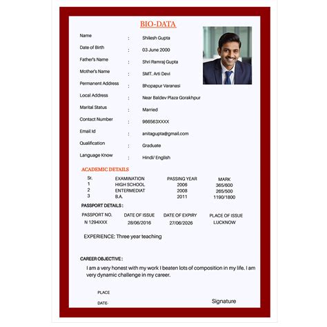 Bio Data Csc Designer