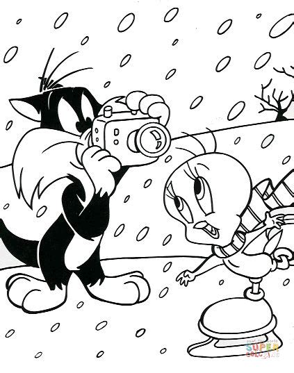 Sylvester Taking Picture Of Tweety Coloring Page Free Printable Coloring Pages