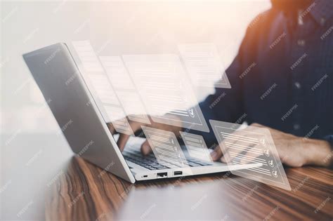 Premium Photo Document Management System Concept Business Man Using Computer Folder And