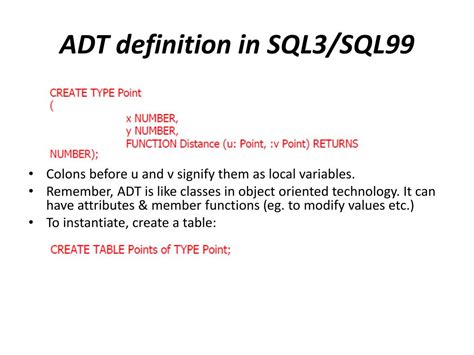 Ppt Spatial Data Type Definitions In Ordb Abstract Data Types Adt
