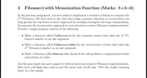 Solved 2 Fibonacci With Memoization Function Marks 336