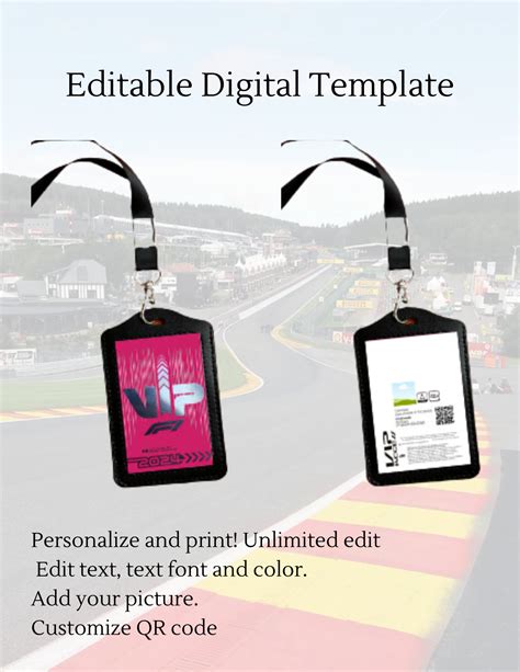 Editable F1 Vip Pass Template Etsy