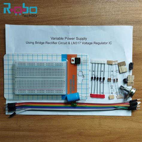 Variable Voltage Regulator Kit With Lm317 Ic And Bridge Rectifier