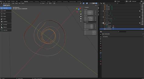modifiers array object spirals away from its curve blender stack