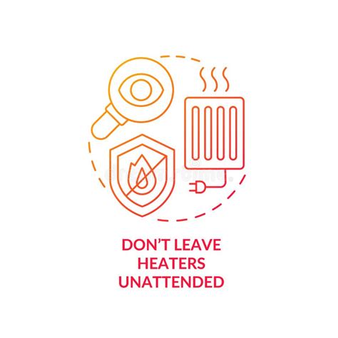 Dont Leave Heaters Unattended Red Gradient Concept Icon Stock Vector