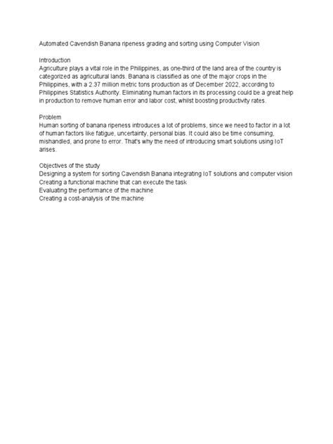 Automated Banana Ripeness Sorting Using Cv Pdf