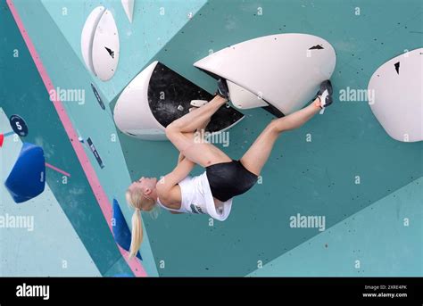 Slovenias Janja Garnbret During The Womens Boulder And Lead Final At Le Bourget Climbing Venue