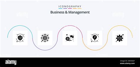 Business And Management Glyph 5 Icon Pack Including System Process