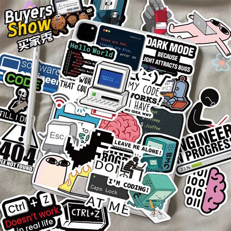 100 Pieces Programmer Meme Stickers Cartoon Code Programming Decorative