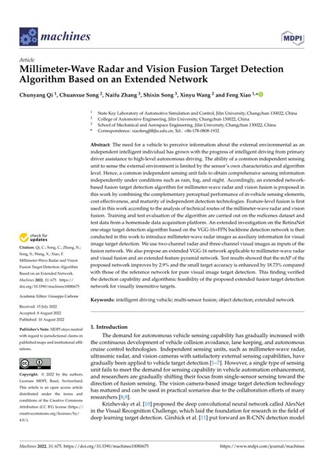 Pdf Millimeter Wave Radar And Vision Fusion Target Detection