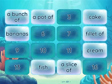 Match These Quantifiers With The Correct Food Item Matching Pairs