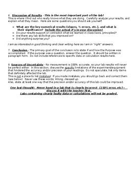 Physics Lab Report Guidelines By Science Dumm TPT