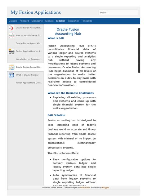 Oracle Fusion Accounting Hub My Fusion Applications Pdf Accounting Oracle Corporation